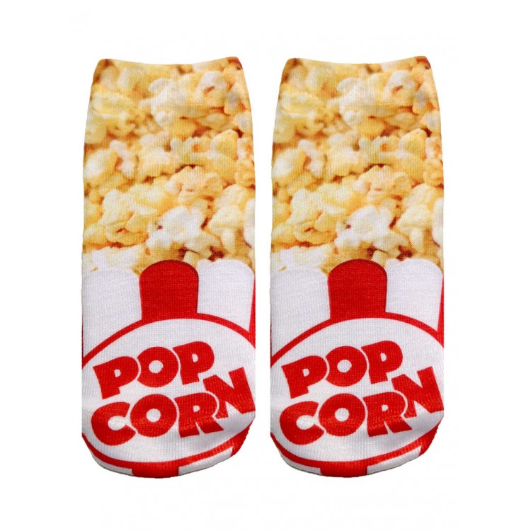 -Printed Socks- Popcorn